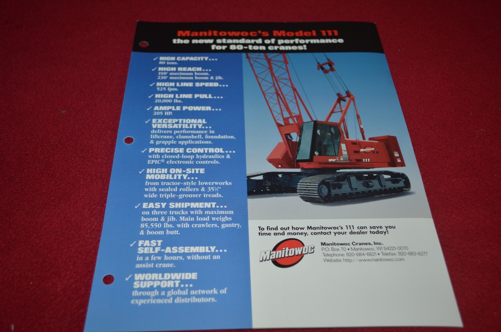 Manitowoc 111 Crane Dealer's Brochure DCPA6 ver2 | eBay