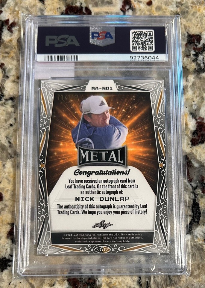 2024 Leaf Metal Nick Dunlap Rookie Card Auto #D 54/112 PSA 10 | eBay