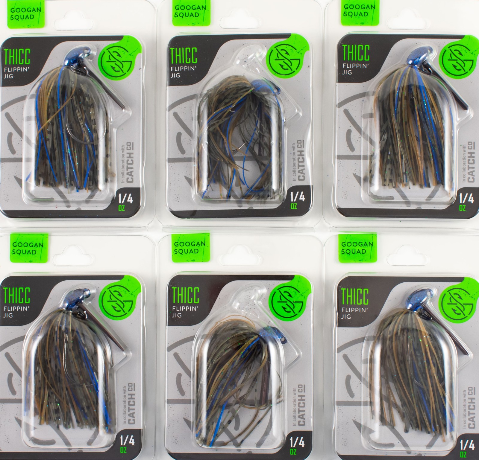 (LOT OF 6) GOOGAN SQUAD THICC FLIPPIN' JIG 4/0 1/4OZ OKEECHOBEE CRAW ...
