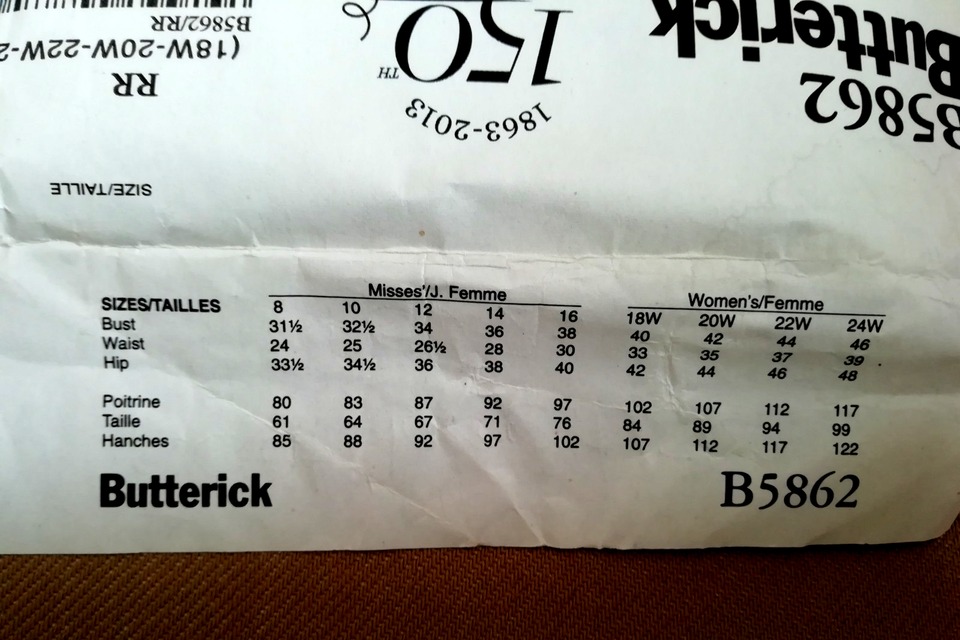 BUTTERICK B5862 - Misses Mock Wrap Dress sewing pattern...Sizes 18-24 ...