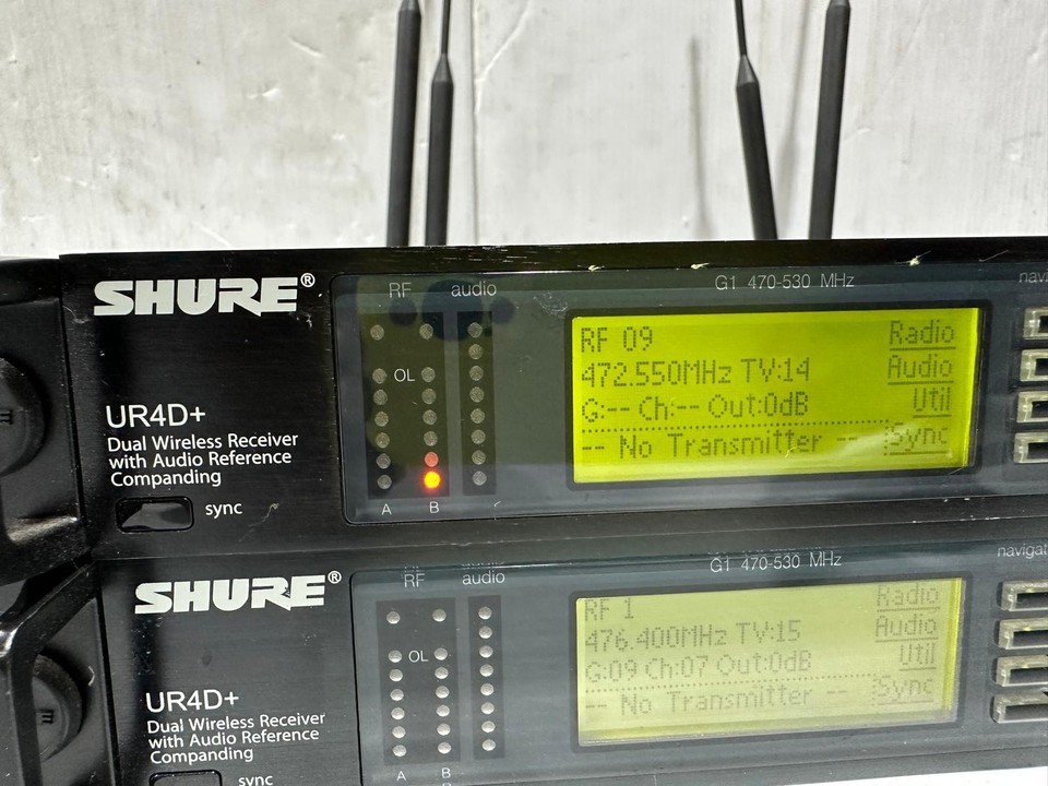 Shure UR4D+ Dual G1 Wireless Receiver W/(2)UR2 Handheld Transmitters ...