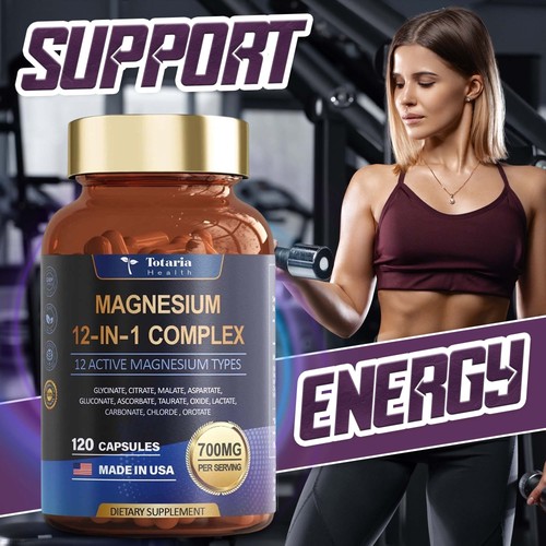 Totaria Magnesium 12 in 1 Complex 700mg - for Muscle, Heart, Bone ...