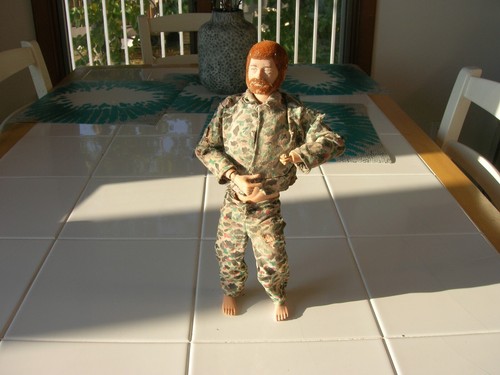 Vintage GI Joe Action Figure Red Flocked Hair Beard Green Camo Frog ...