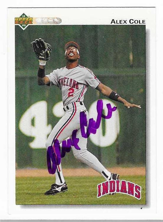 ALEX COLE 1992 UPPER DECK AUTOGRAPHED SIGNED # 197 CLEVELAND INDIANS ...
