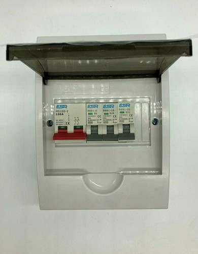 3 Way Garage Shed Consumer Unit Fuse Box Isolation Switch & 3 MCB's Or ...