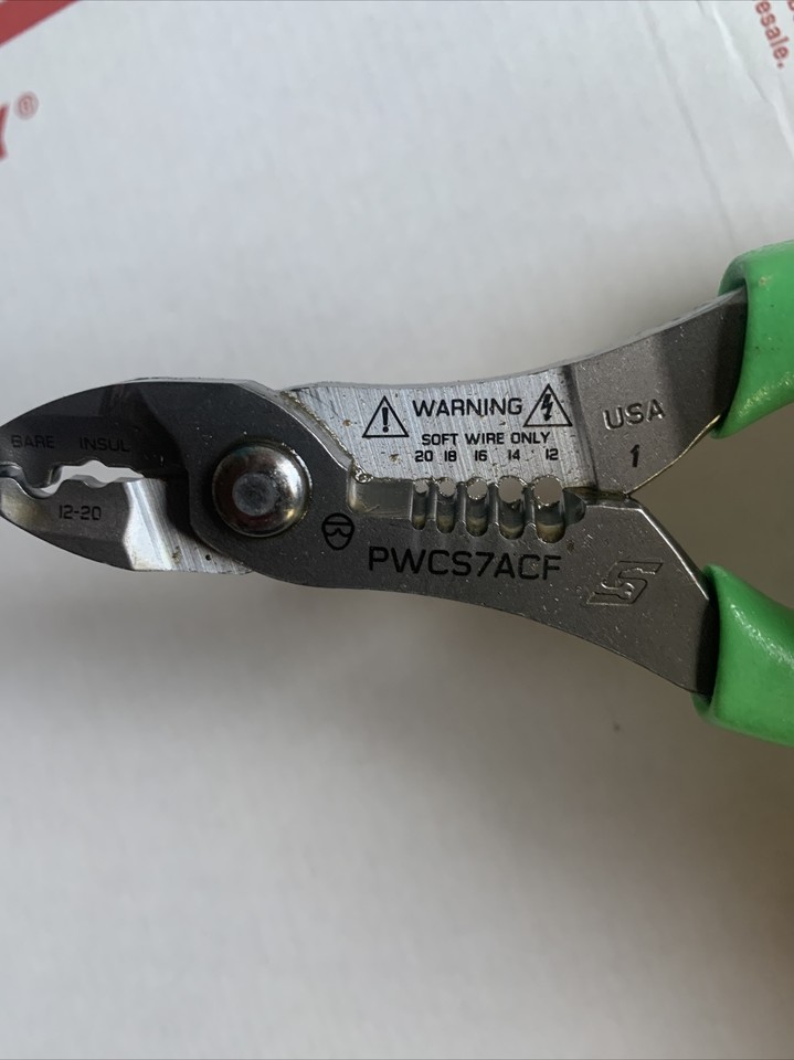 Snap-on Wire Cutter, Stripper And Crimper Pliers. Green Handle | eBay