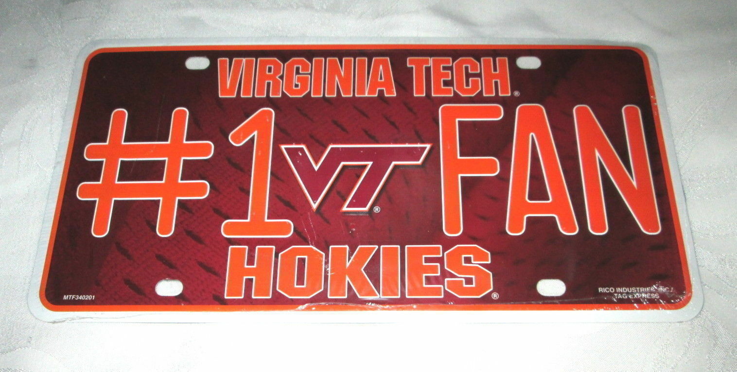 VIRGINIA TECH HOKIES #1 FAN EMBOSSED METAL LICENSE PLATE #01 - NEW | eBay