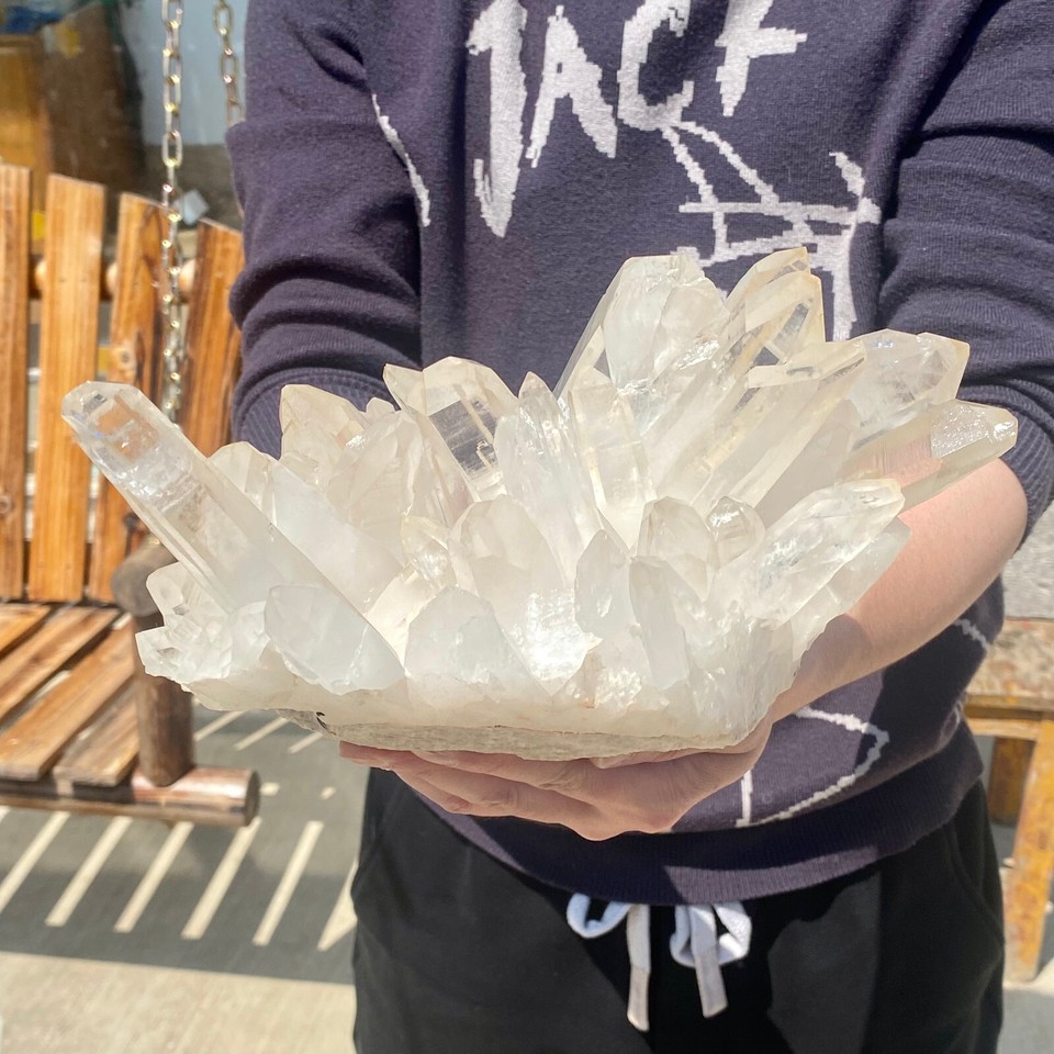 7.43LB Large Natural Clear White Quartz Crystal Cluster Energy Healing ...