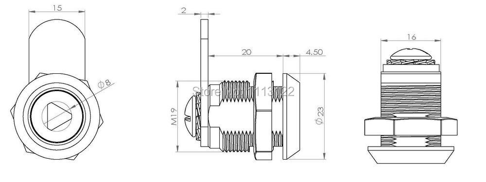 M19-20 Cabinet Cam Lock Triangle Cylinder Lock Industrial Triangular ...