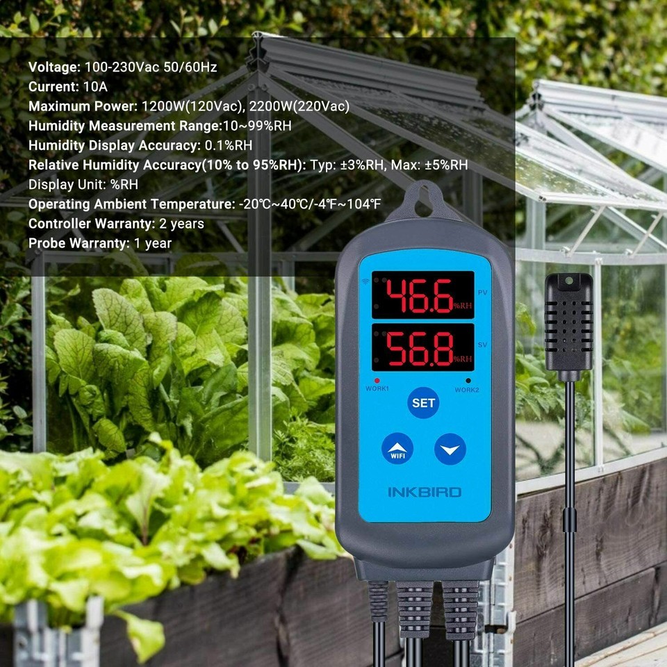 Inkbird Digital Wifi Humidity Controller Dual Outlet Humidistat ...