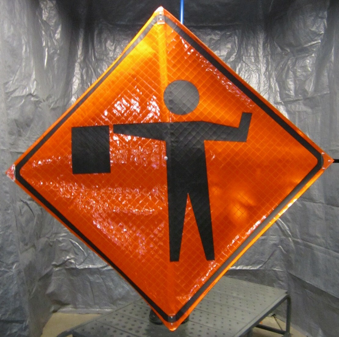 Dicke RUR48-200FSB Black/Orange Flagger Pictogram Traffic Sign 48" x 48 ...