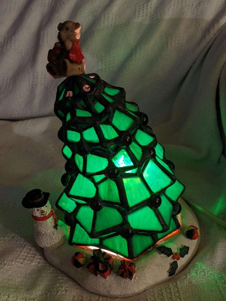 Catalina Lighting Tiffany Style Leaded Glass Christmas Tree Holiday ...