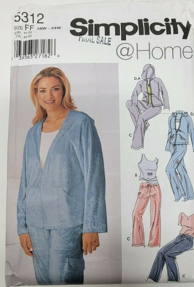 Simplicity 5312 Misses Pants Jacket Knit Tops Sewing Pattern Sz 18W-24W ...