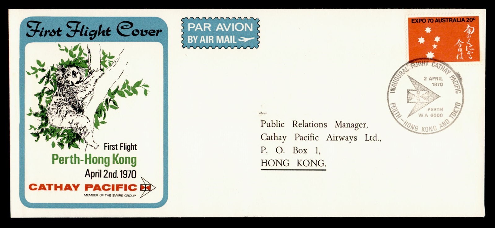 DR WHO 1970 AUSTRALIA FIRST FLIGHT CATHAY PERTH TO HONG KONG k44700 | eBay