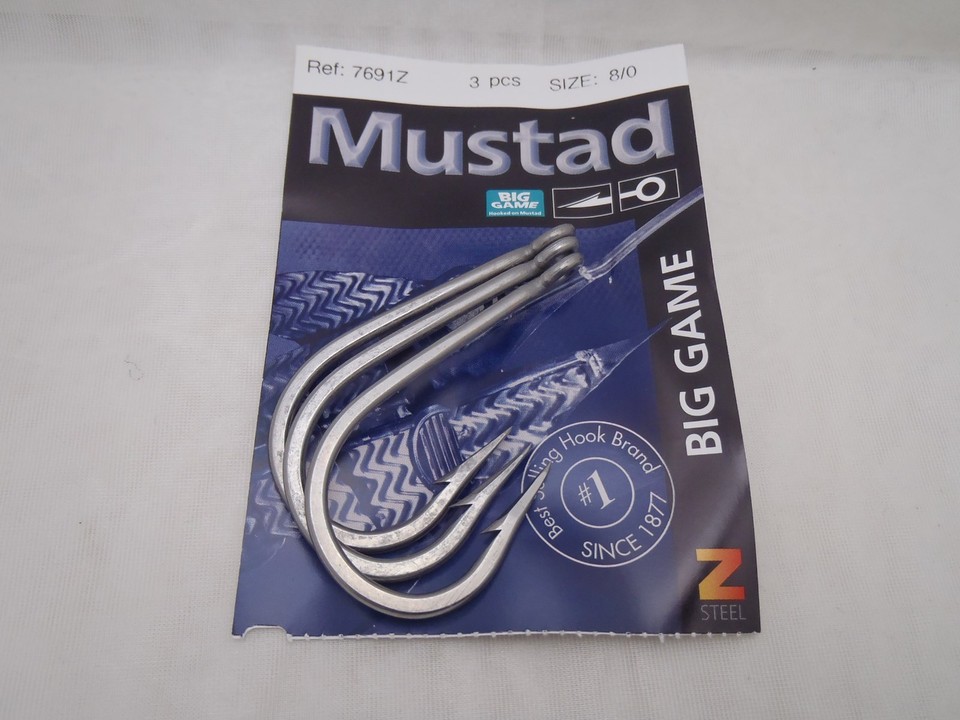 1pk Mustad Z-Steel 7691Z Big Game Hooks Tuna GT Shark Fishing Chose ...