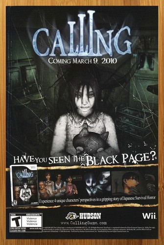 2009 Calling Wii Print Ad/Poster Official Survival Horror Video Game ...