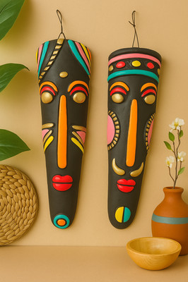 Eco Friendly Tribal Mask Face Wall Decor Wall Hanging Pair of 2 ...