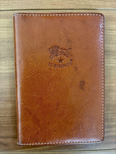 IL BISONTE Notebook Cover Leather Brown Logo 13×9cm No Box Used | eBay