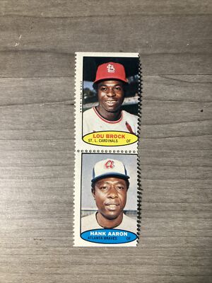1974 Topps Stamp Uncut Panel Strip Hank Aaron Lou Brock | eBay