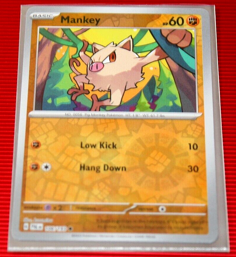 Mankey HP60 2023 Collectible Pokemon Reverse Holo Trading Card No. 106/ ...