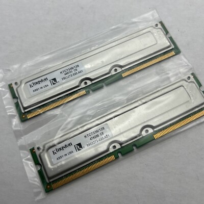 256MB ECC 2x128mb Kingston RAMBUS Modules 600 184 pin RDram Memory # ...