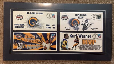 Kurt Warner 2000 St. Louis Rams MVP & Super Bowl First Day Cover Set (4 ...