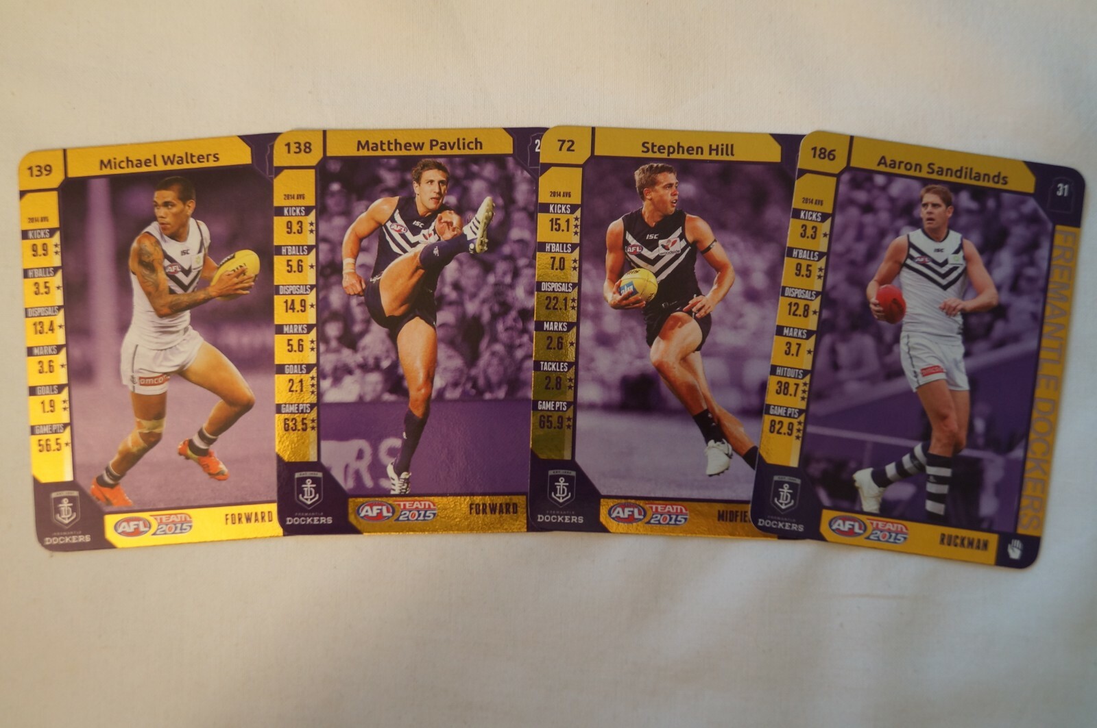 Fremantle Dockers AFL Football Gold Cards x 4 Football Cards Hill ...
