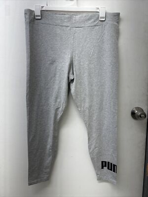 NWOT Puma Womens 2X Gray Essential Logo Leggings Athletic Casual ...