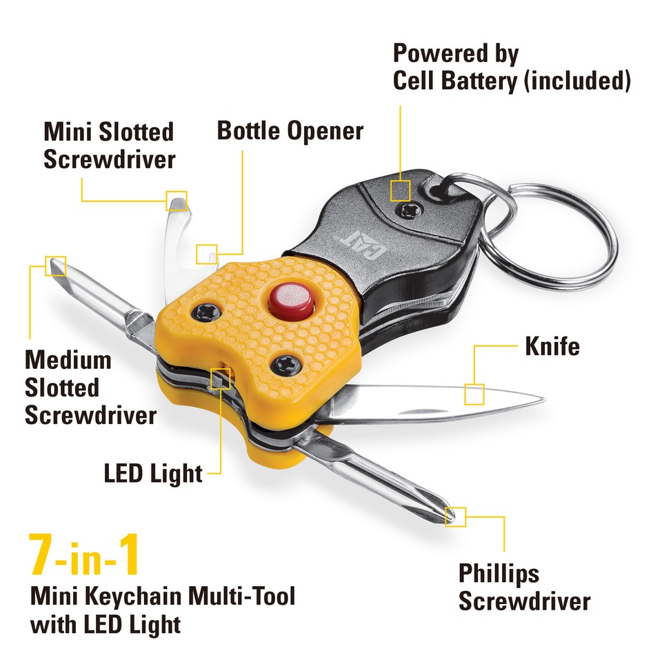 Cat 2 Piece XL Multi-Tool and Multi-Tool Key Chain with Light Gift Box ...