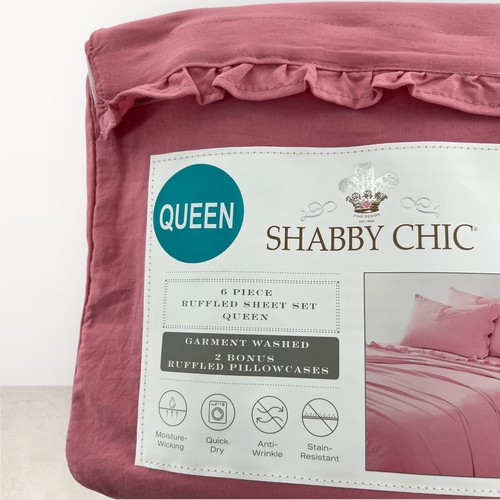 Rachel Ashwell Shabby Chic Queen 6 Pc Polyester Sheet Set Ruffled Pink ...