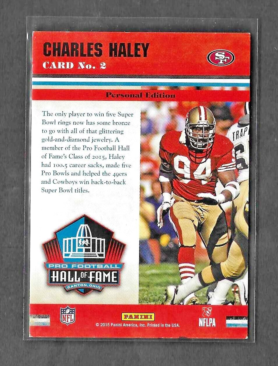 Charles Haley Panini Class of 2015 Canton Hall-of-Fame Autograph Auto ...