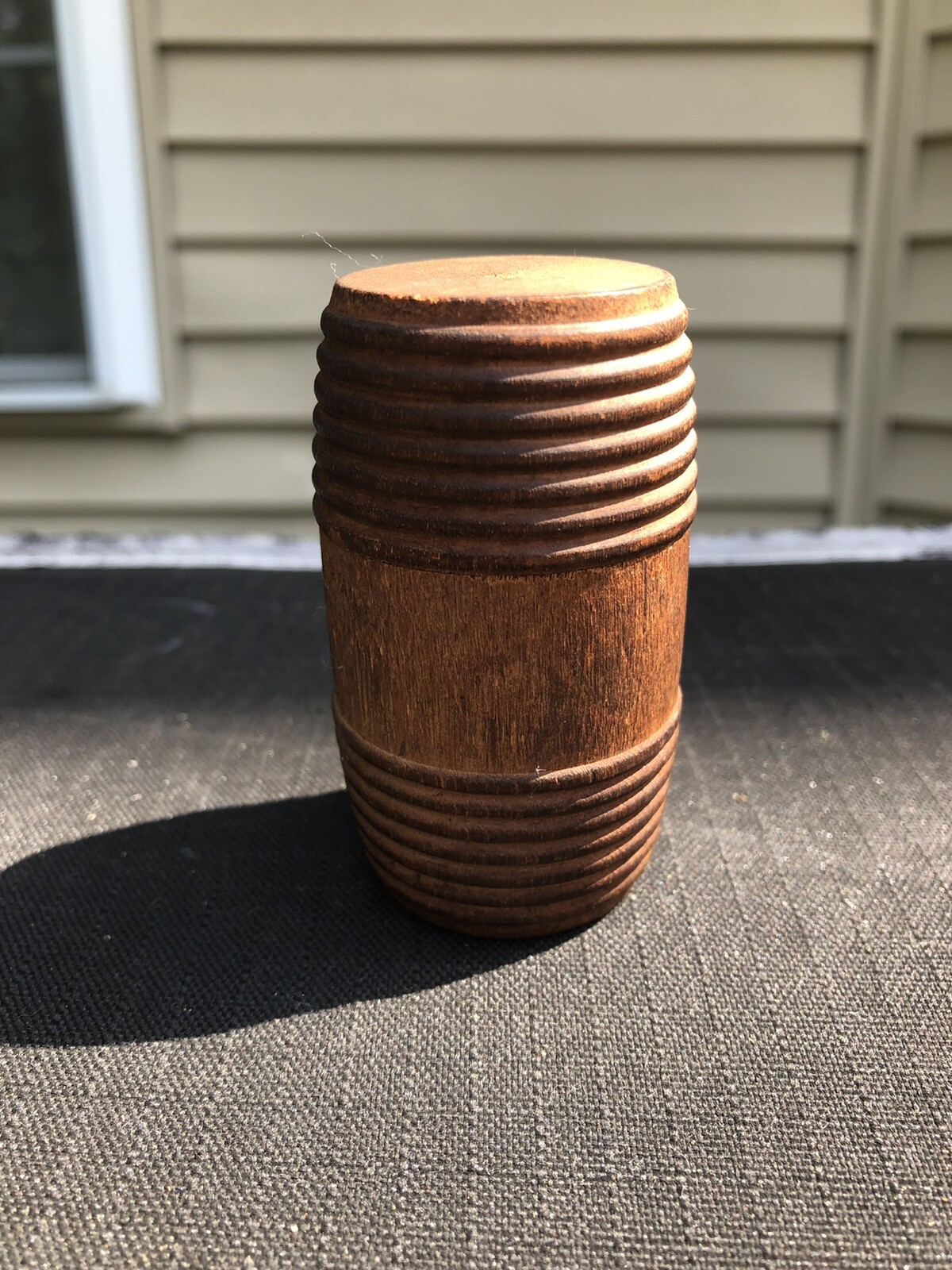 Antique Small Treen Wooden Barrel Container Jar Box Turned Ribbed | eBay