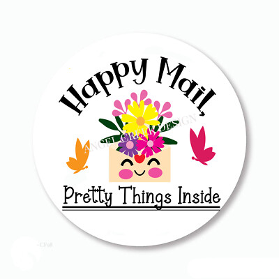 Pretty Things Inside Happy Mail Stickers Labels Favors Envelope Seals Scrapbook | eBay