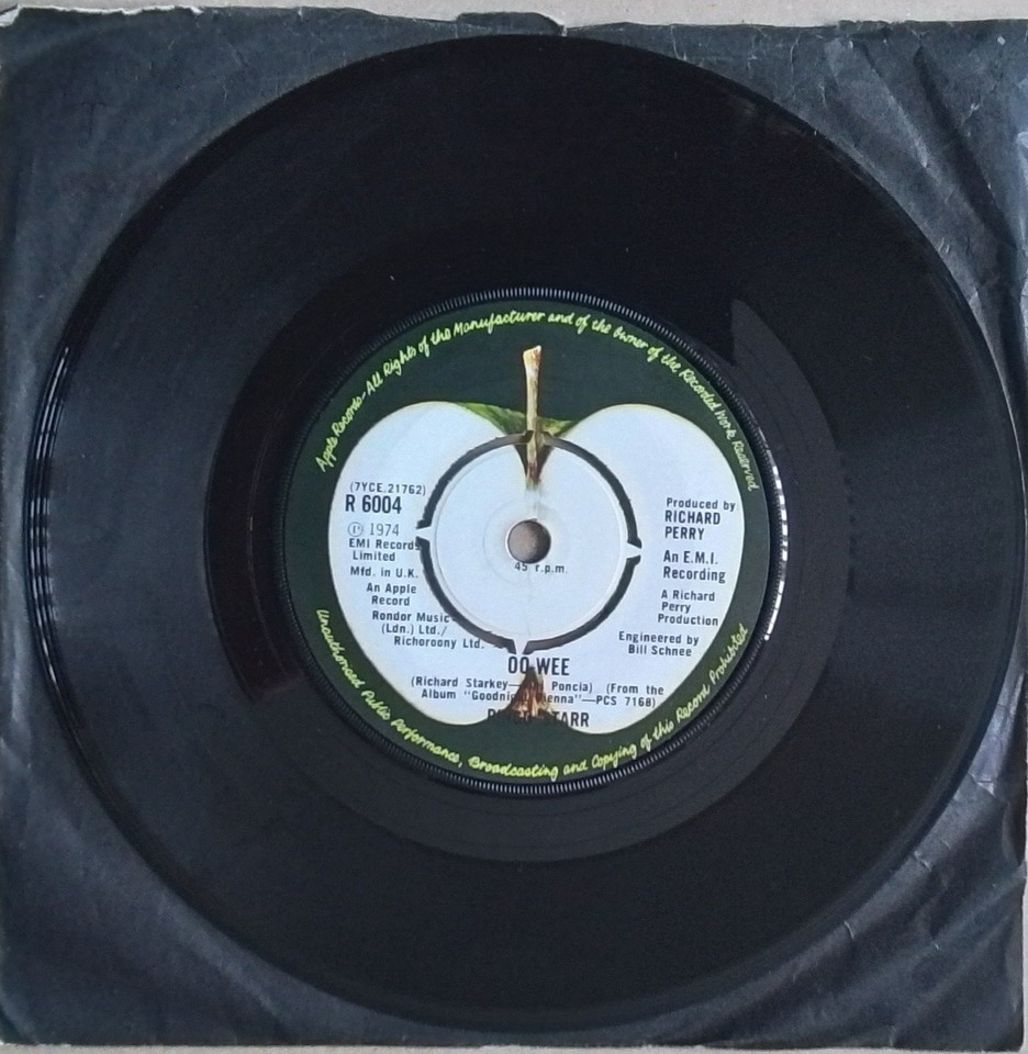 RINGO STARR 7" SINGLE SNOOKEROO /OO,WEE - APPLE 🍎 1974 VG, CONDITION ...