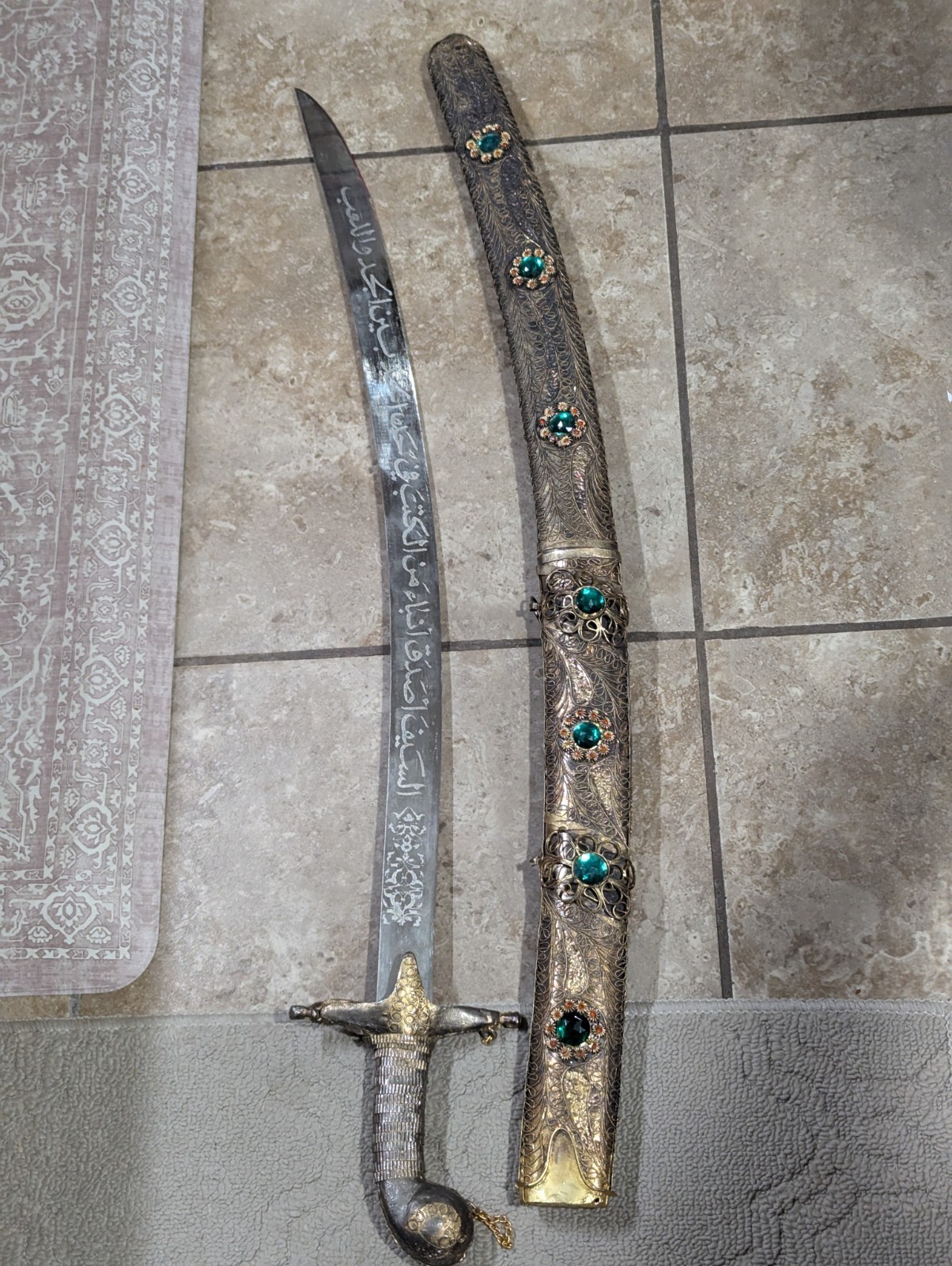 Vintage Arabic Sword With Golden Decorative Sheath Wall Art Elegant ...