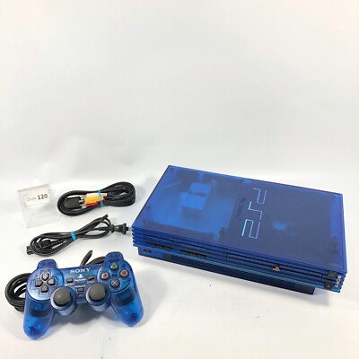 [Great] Sony PS2 / Playstation PS 2 Ocean Blue Console SCPH-37000 NTSC ...