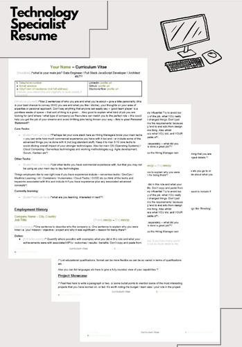 Technology Resume CV Template Plus 30 top interview questions and ...