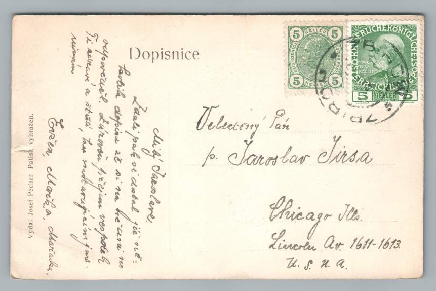 Zbiroh Czech Republic Antique Hand Colored Postcard Chicago Cover ...