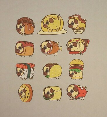 Pugs Taco Food We Love Fine T-shirt L Large Blue For Fans by Fans 100% ...