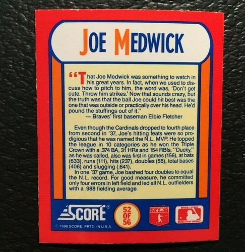 Joe Medwick MVP CARD MAGIC MOTION 1990 Score Rookie & Traded | eBay