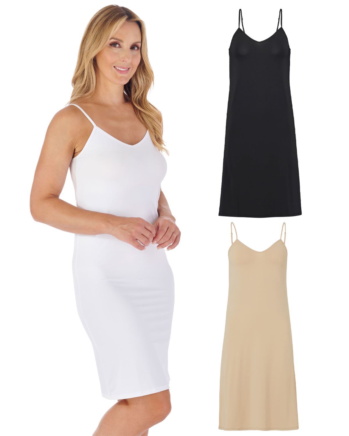 Gaspé Microfibre Full Slip Slenderella 38'' Opera Top Chemise Strappy ...