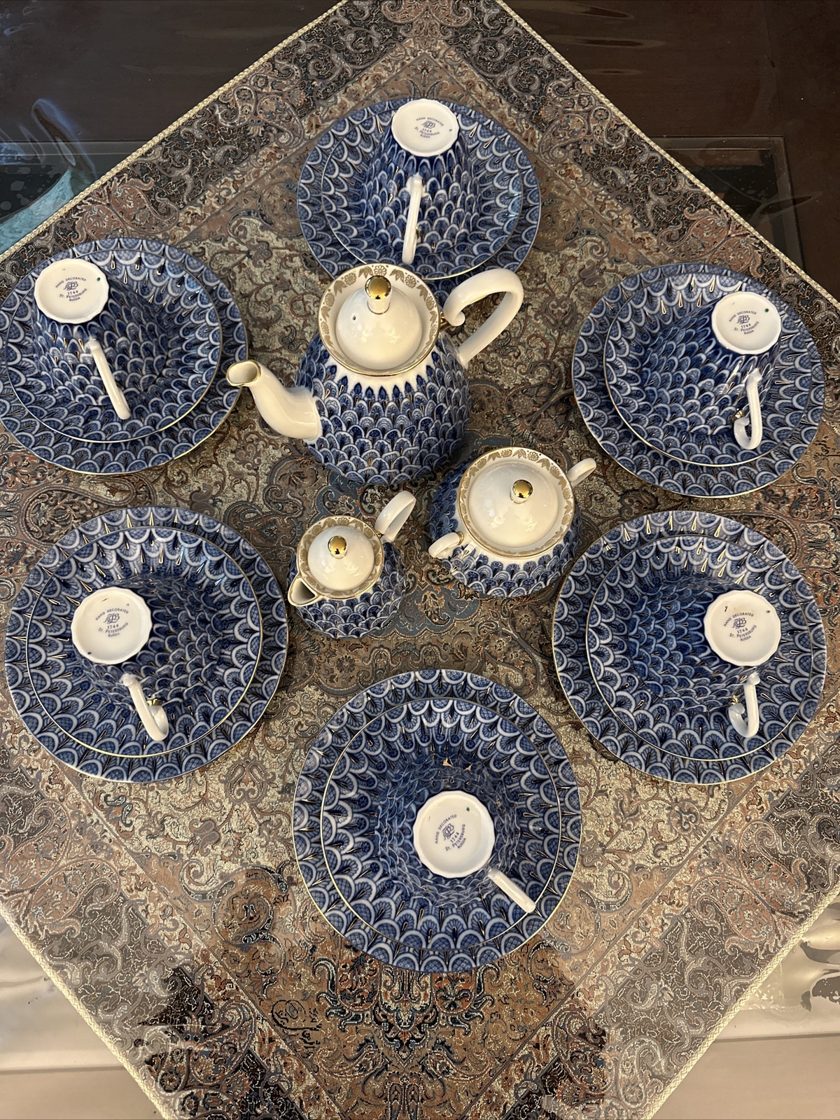 Lomonosov Imperial forget-me-not Tea Set for 6 | eBay