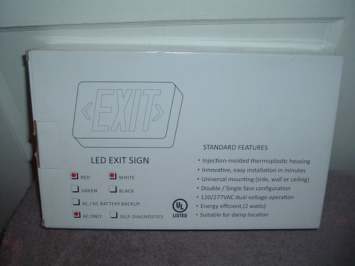 NIB Emergency RED Exit Sign LED Plastic 120V Emergi-Lite ELX400RN ...