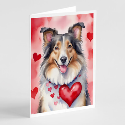 Collie My Valentine Greeting Cards and Envelopes Pack of 8 DAC5325GCA7P ...