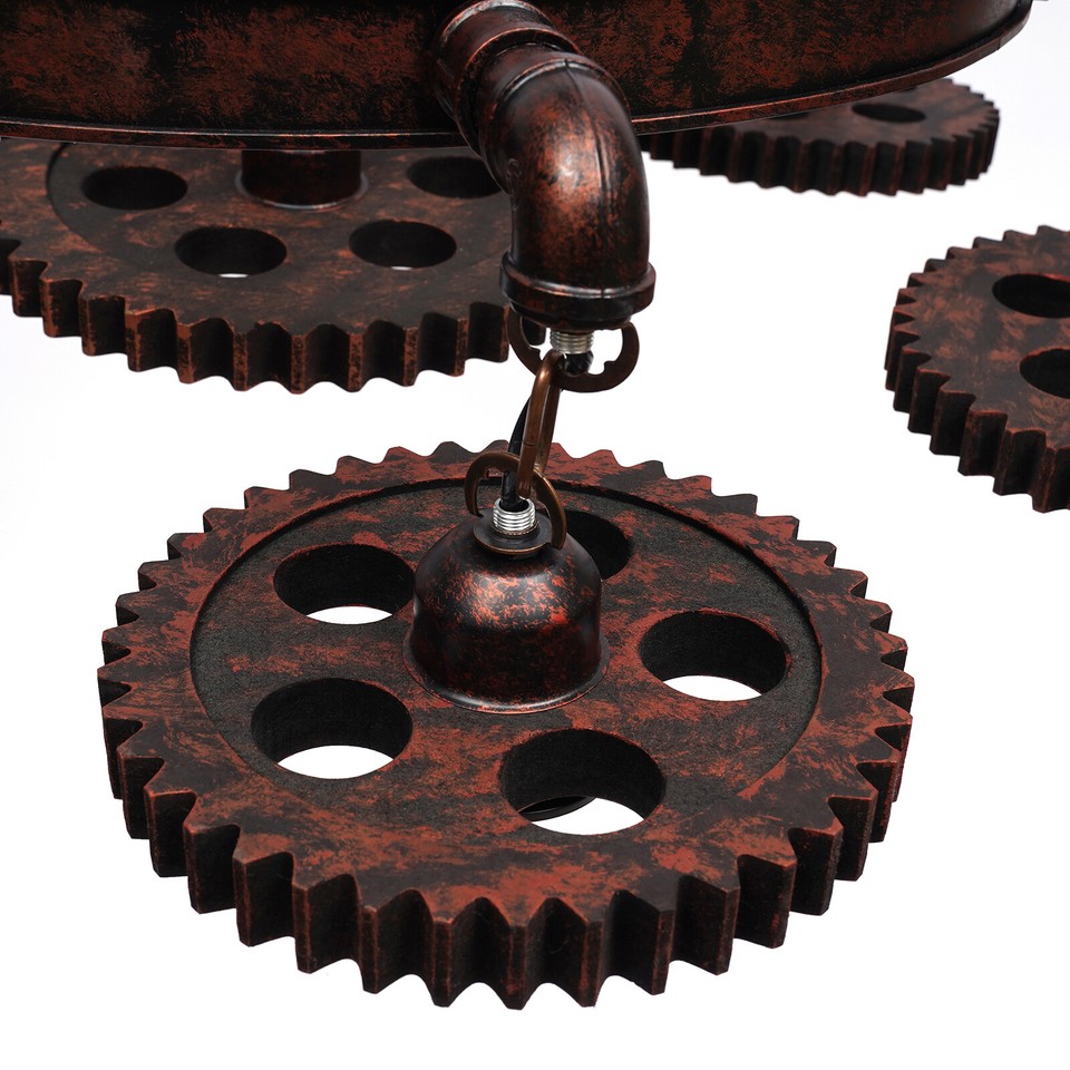 Rustic Steampunk Gear Chain Chandelier Light Metal Pendant Ceiling ...