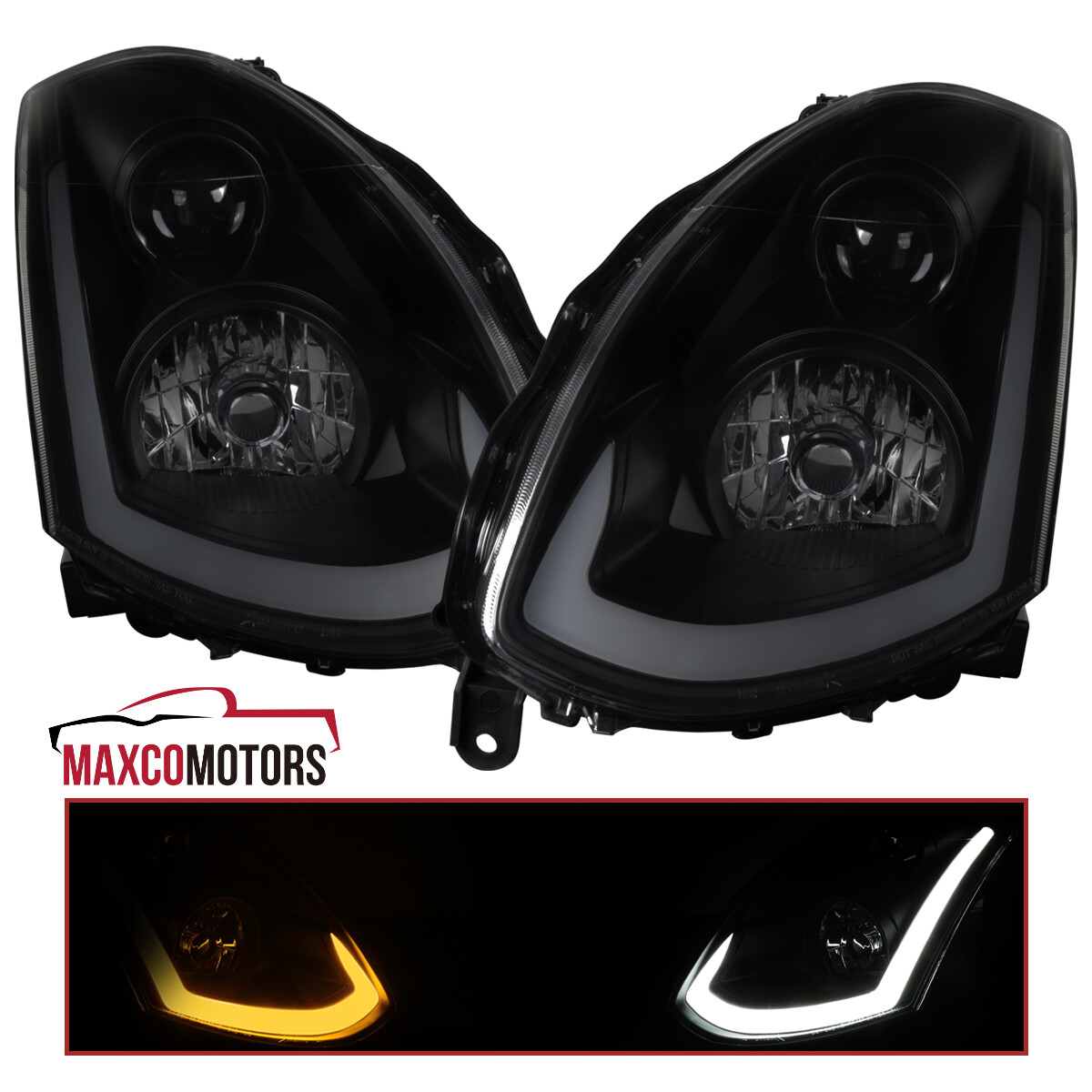 Black Smoke Projector Headlights Fits 2003-2007 Infiniti G35 Coupe HID ...