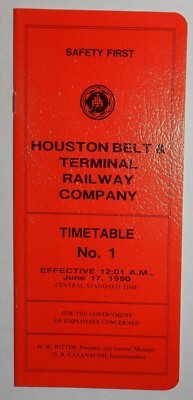Houston Belt & Terminal Railway 1990 Employee Timetable - #1 | eBay