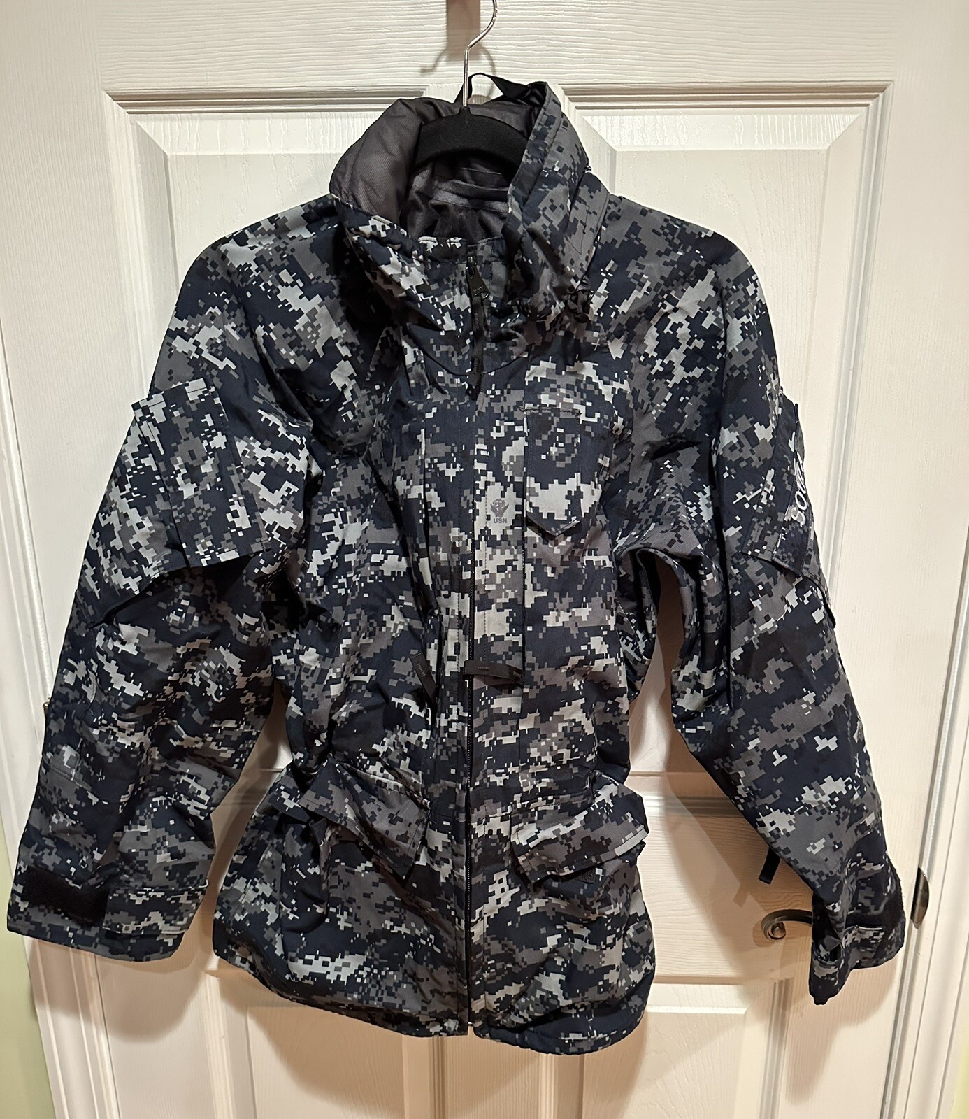 USN U.S. Navy Working Parka NWU Blue GoreTex Jacket Size Small X-Short ...