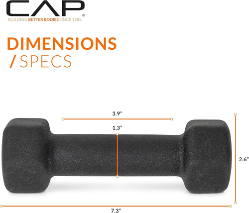 CAP Barbell Neoprene Dumbbell Weights Pairs & Sets | 5 lb Pair, Black ...