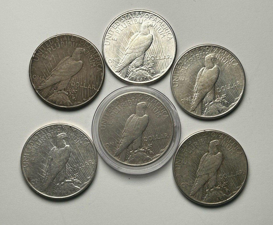 Lot of 6 Peace Silver Dollars Dated 1928 S Key Date Set of Coins! | eBay
